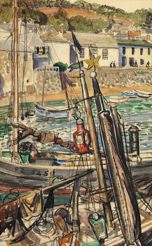 Dame Laura Knight, Mousehole Harbour 01 Work of Art, Marine Paintings ...