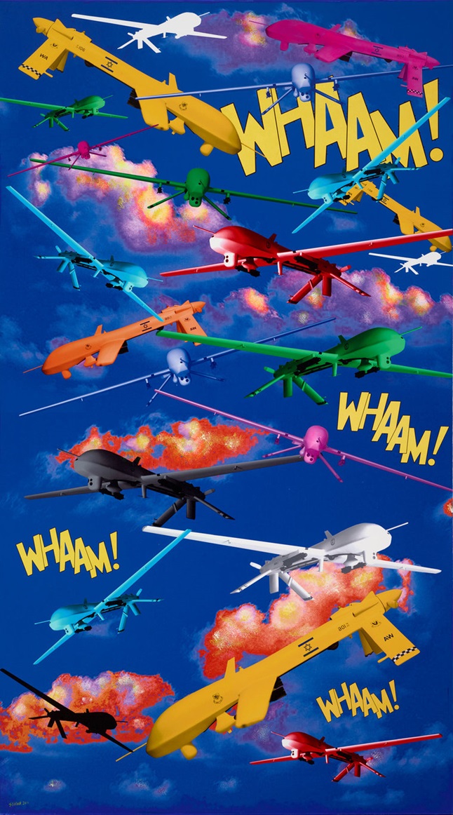 02 paintings, Middle East Artists, he Art of War, Laila Shawa’s Birds of Paradise in Gaza Sky I ...