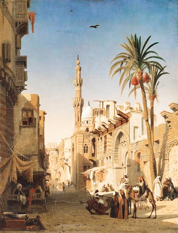 01 Painting by Orientalist Artists. Prosper Marilhat’s Ezbekiyah Street ...