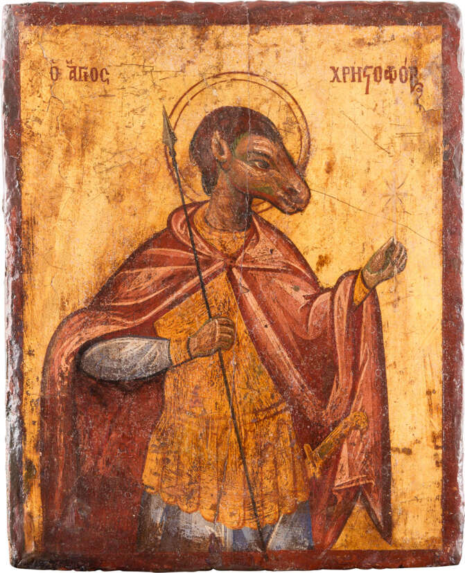 01 Religious Icon, Saint Christopher with the head of a dog, with ...