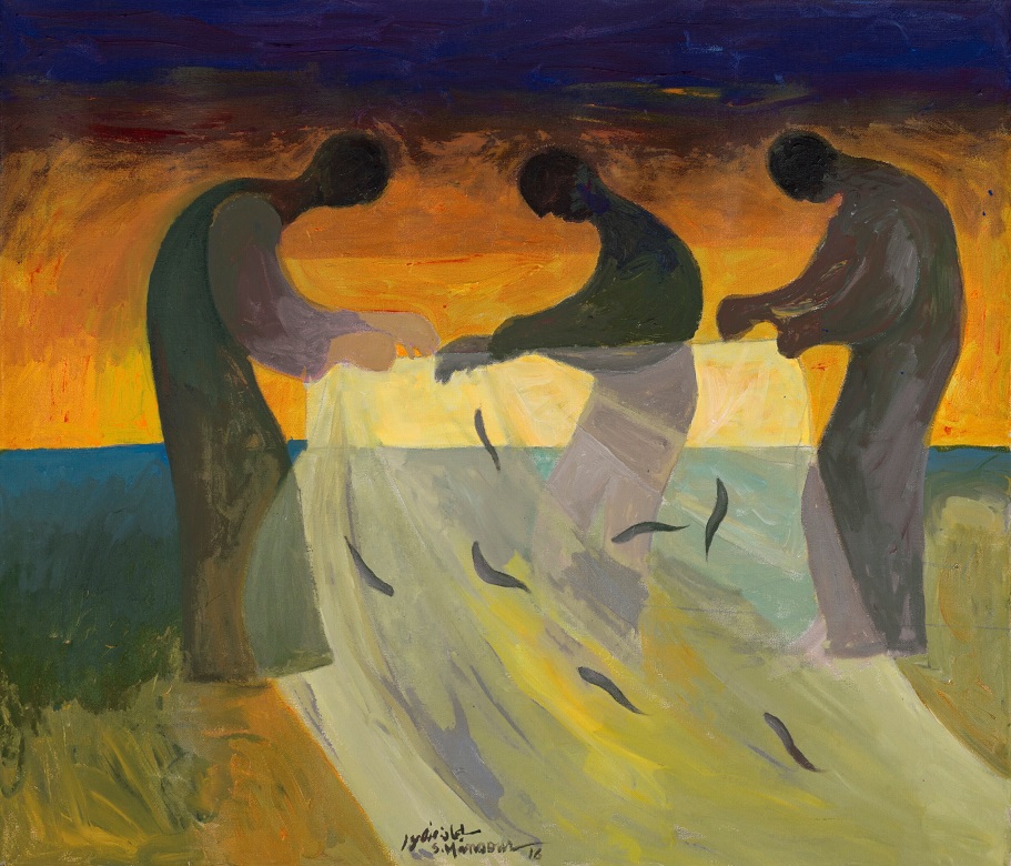 01 Painting, MIDDLE EASTERN ART, Suleiman Mansour’s Fisher, with ...